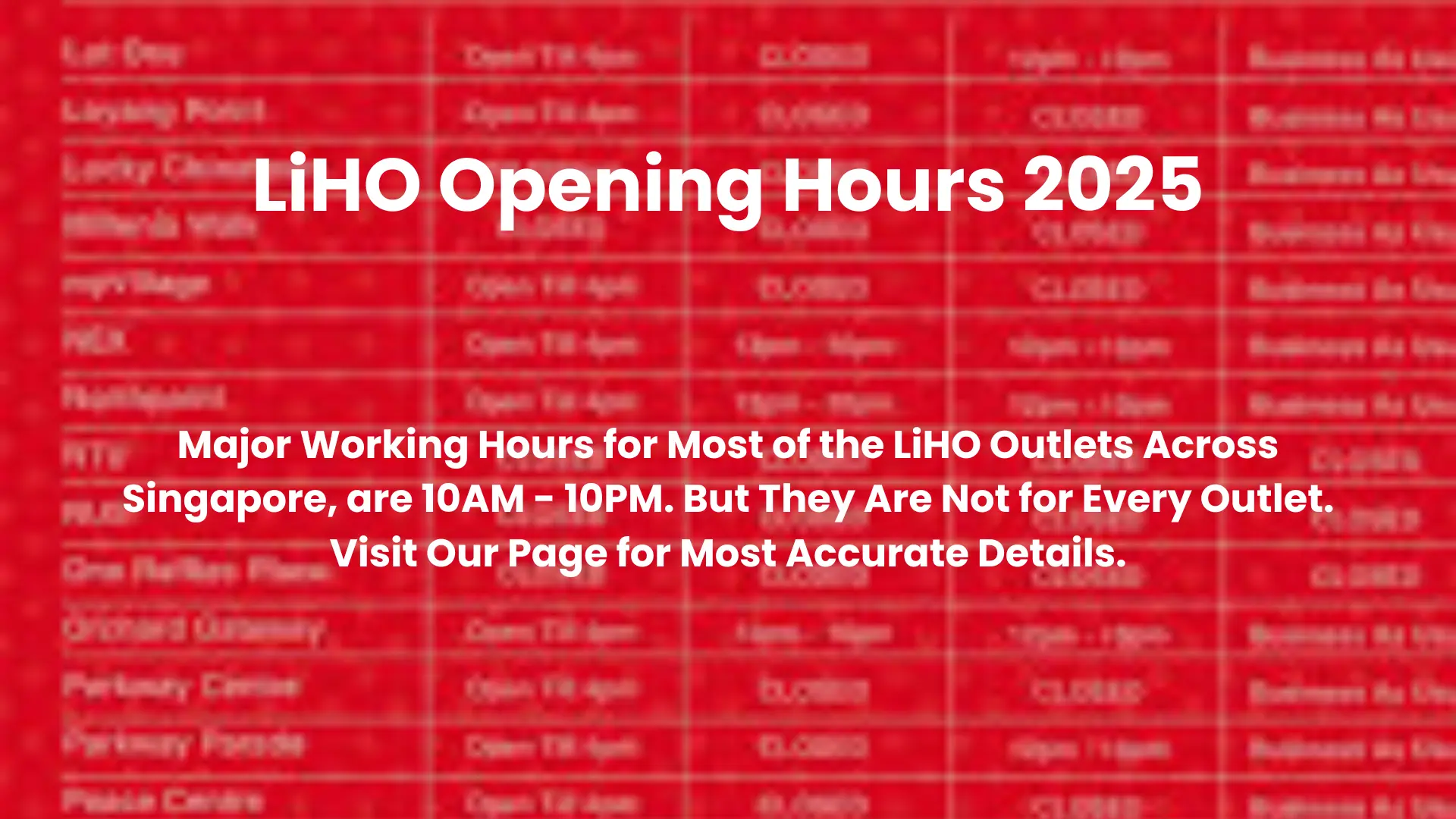 LiHO Opening Hours 2025 | Best Time to Enjoy Bubble Tea